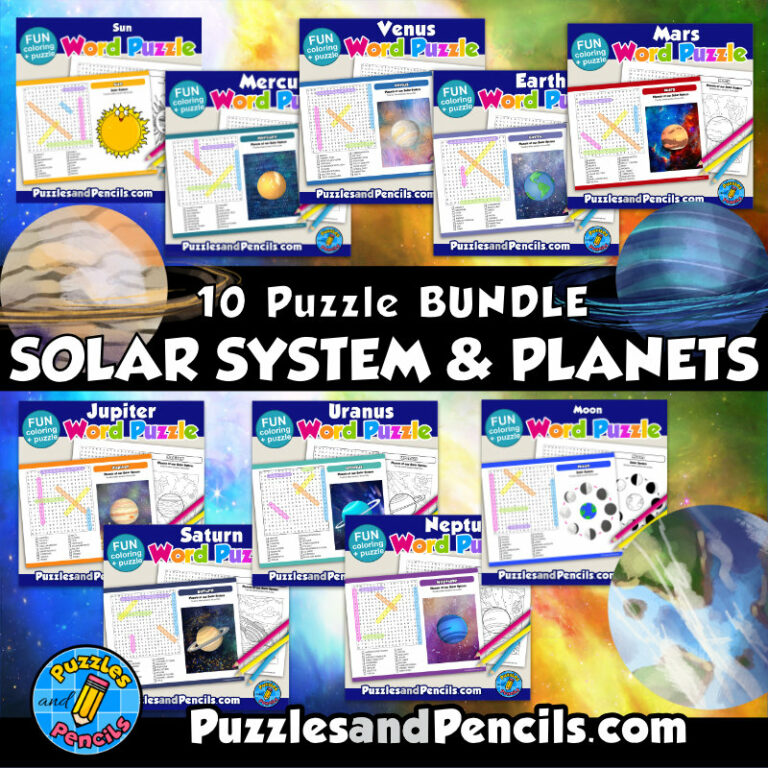 Solar System and Planets Word Search Puzzle Activity BUNDLE | 10 ...