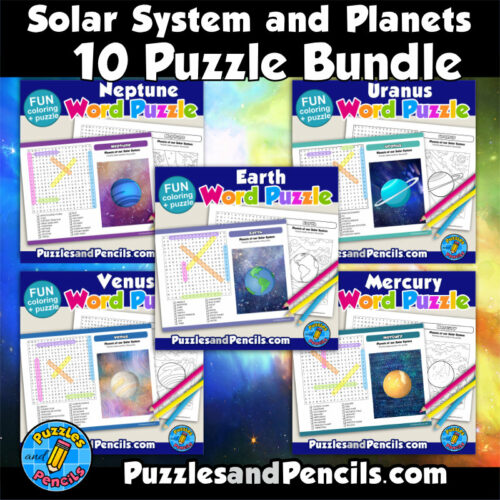 Solar System and Planets Word Search Puzzle Activity BUNDLE | 10 ...