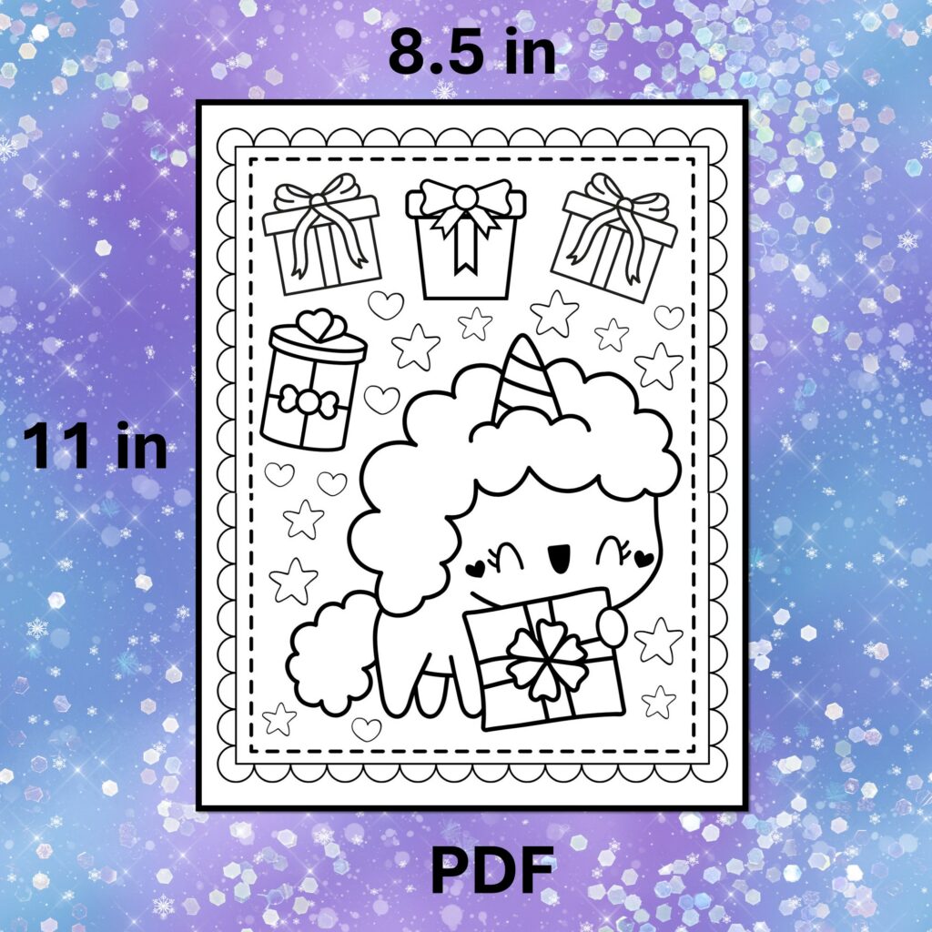 Christmas Unicorn Coloring Pages | Winter Xmas December Coloring Sheets ...