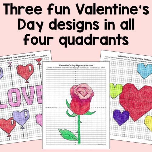 Valentines Day Coordinate Plane Graphing Pictures Four Quadrant