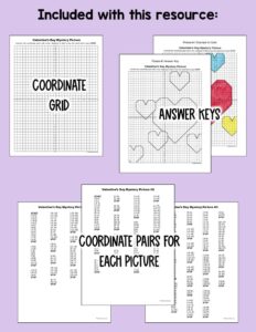 Valentine's Day Coordinate Plane Graphing Pictures - Four Quadrant ...