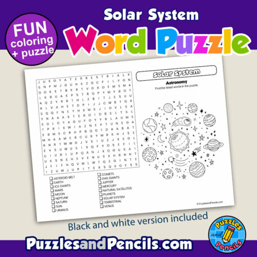 Solar System Word Search Puzzle Activity Page | Astronomy Wordsearch ...