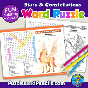 Stars and Constellations Word Search Puzzle Activity Page | Astronomy ...