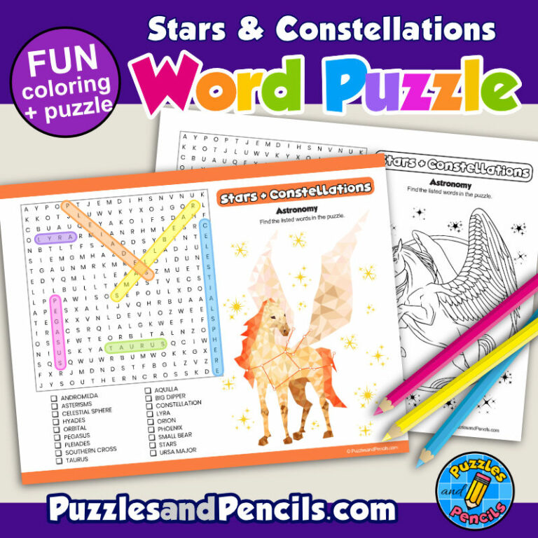 Stars and Constellations Word Search Puzzle Activity Page | Astronomy ...