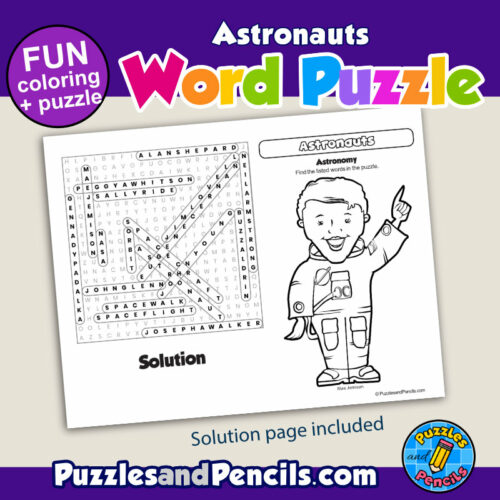 Astronauts Word Search Puzzle Activity Page | Astronomy Wordsearch ...