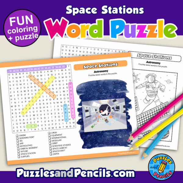 Space Stations Word Search Puzzle Activity Page | Astronomy Wordsearch ...
