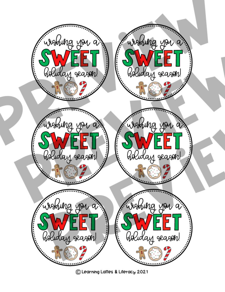Sweet Christmas Tags Cookies Candy Holiday Gift Tags Teacher Volunteer ...
