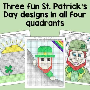 St. Patrick's Day Four Quadrant Coordinate Plane Graphing Pictures ...