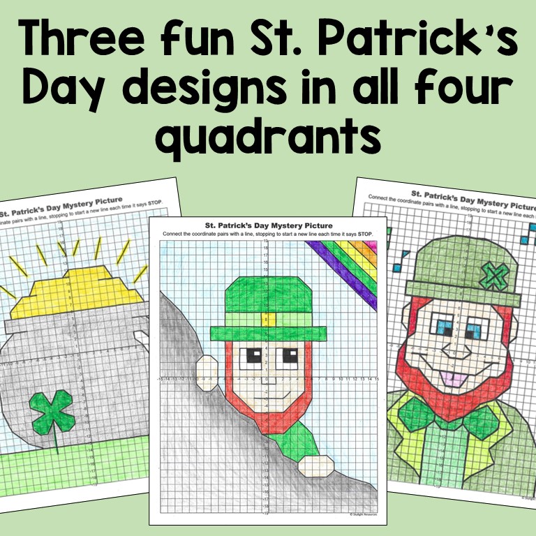 St. Patrick's Day Four Quadrant Coordinate Plane Graphing Pictures ...