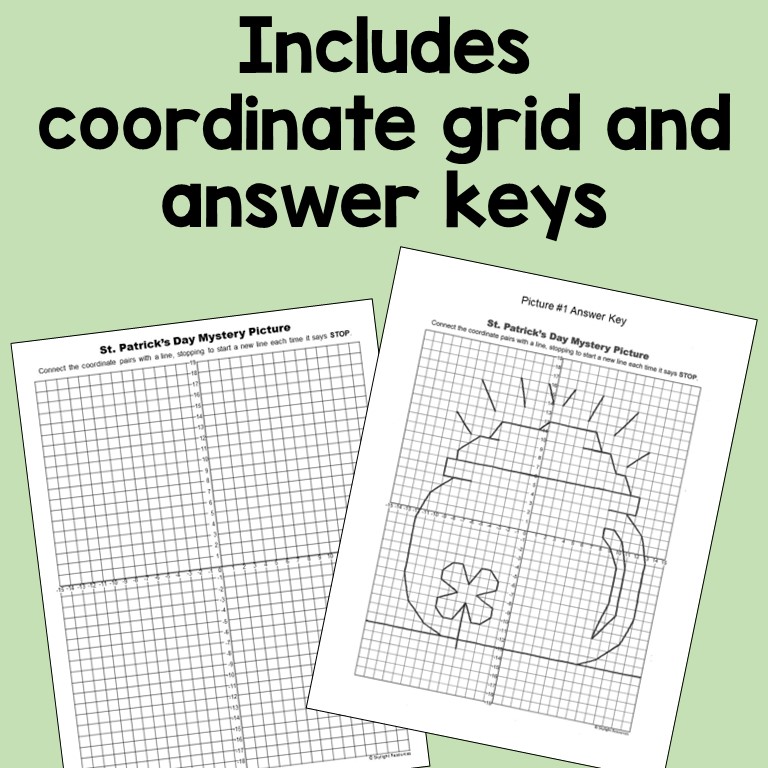 St. Patrick's Day Four Quadrant Coordinate Plane Graphing Pictures ...