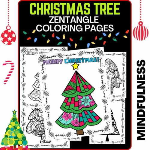 Christmas Tree Zentangle Mindfulness coloring pages Winter | Made By ...