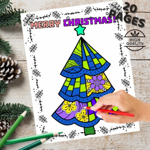 Christmas Tree Zentangle Mindfulness coloring pages Winter | Made By ...