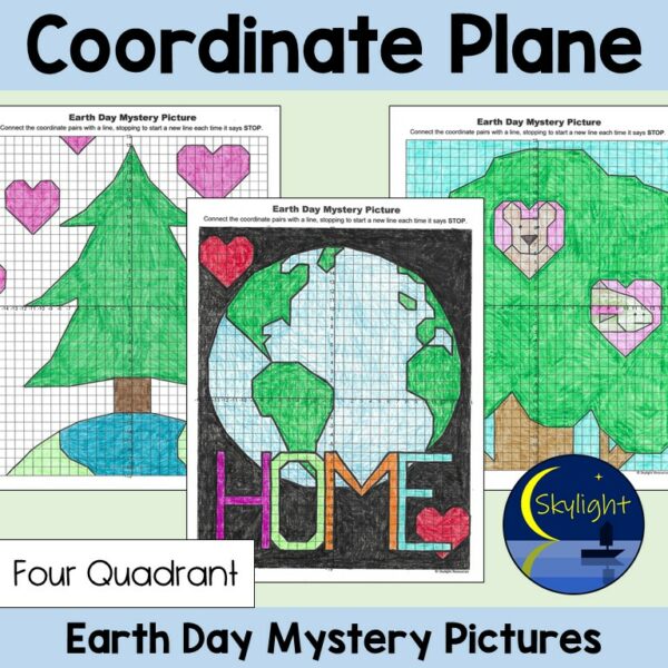 Earth Day Coordinate Plane Mystery Graphing Pictures 4-Quadrant | Made ...