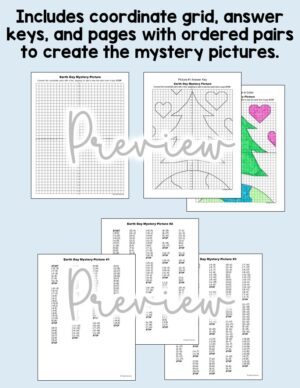 Earth Day Coordinate Plane Mystery Graphing Pictures 4-Quadrant | Made ...