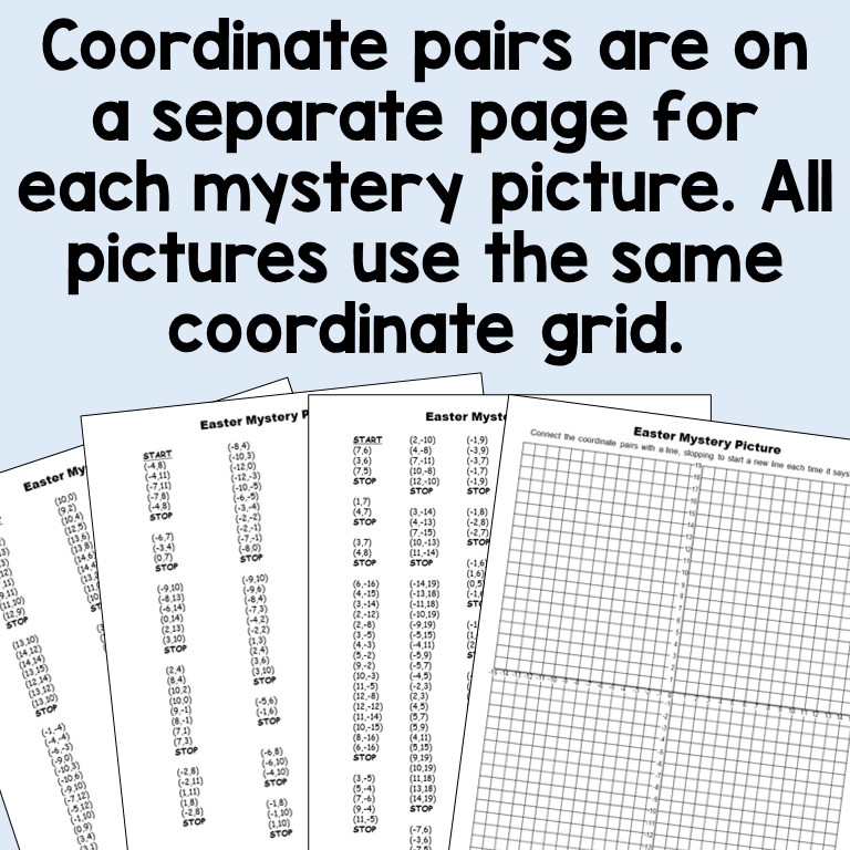 Easter Coordinate Plane Mystery Graphing Pictures 4-Quadrant | Made By ...
