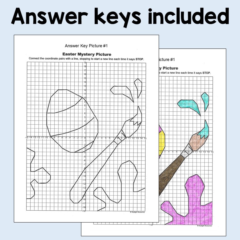 Easter Coordinate Plane Mystery Graphing Pictures 4-Quadrant | Made By ...