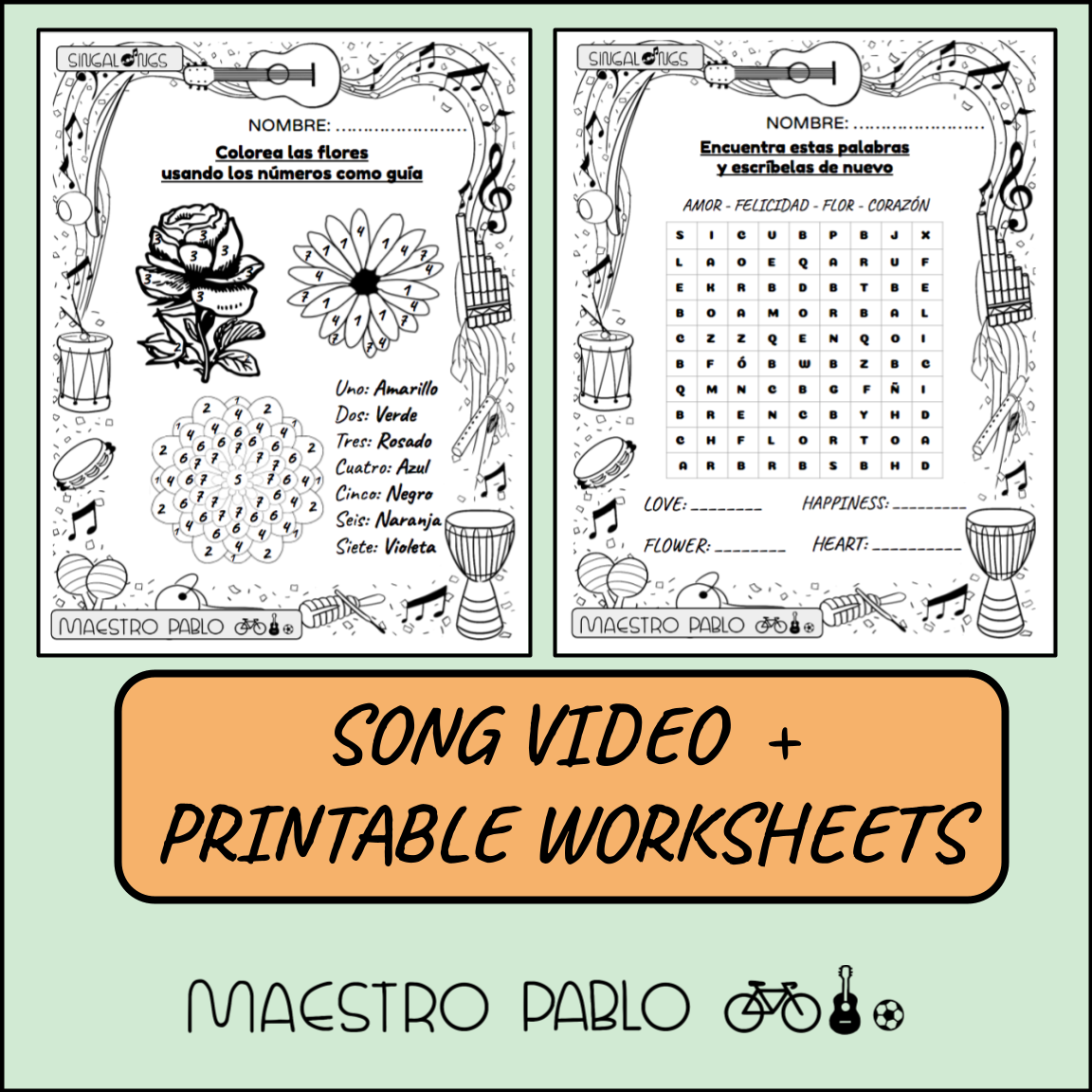 Como La Flor | Song Video and Printable Worksheets | Made By Teachers