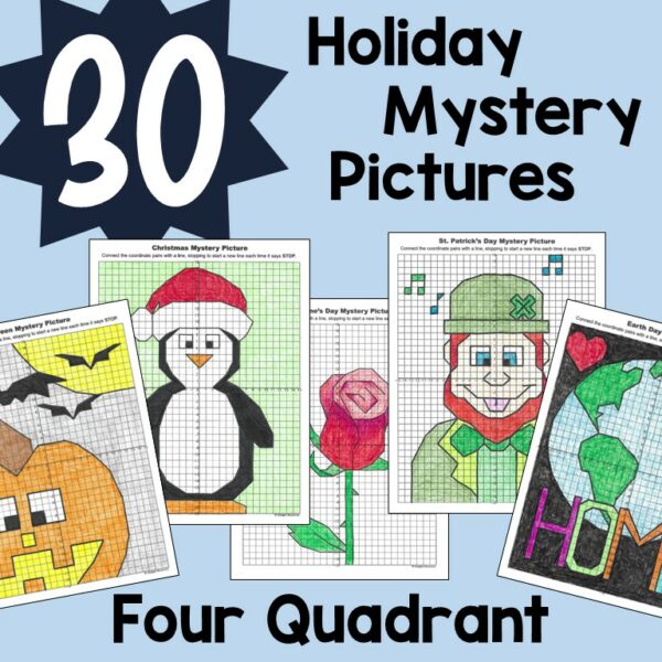 Christmas Coordinate Plane Graphing Picture Four Quadrant Symmetry ...