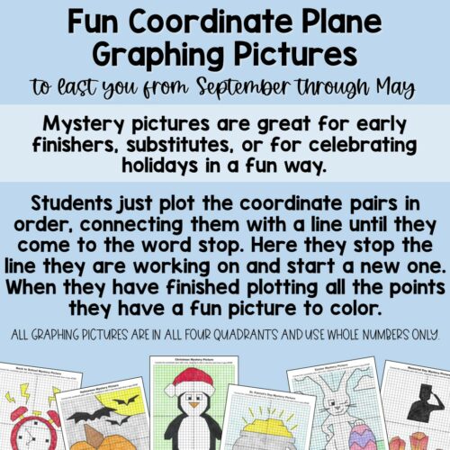 BIG BUNDLE of Holiday Coordinate Plane Graphing Pictures Four Quadrant ...