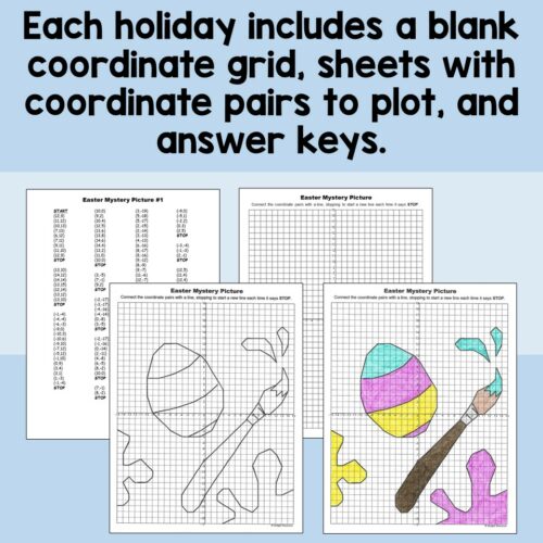 BIG BUNDLE of Holiday Coordinate Plane Graphing Pictures Four Quadrant ...