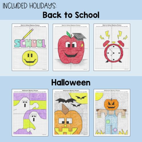 BIG BUNDLE of Holiday Coordinate Plane Graphing Pictures Four Quadrant ...