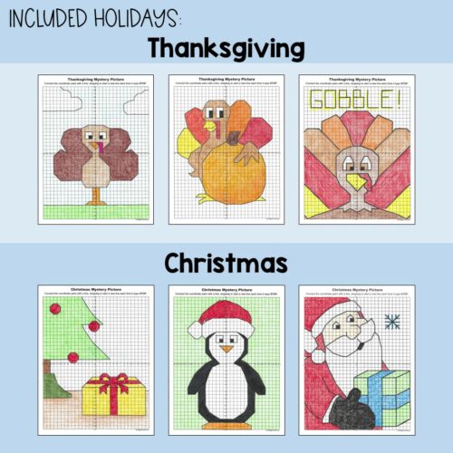 BIG BUNDLE of Holiday Coordinate Plane Graphing Pictures Four Quadrant ...