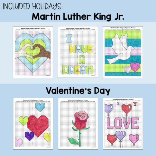 BIG BUNDLE of Holiday Coordinate Plane Graphing Pictures Four Quadrant ...