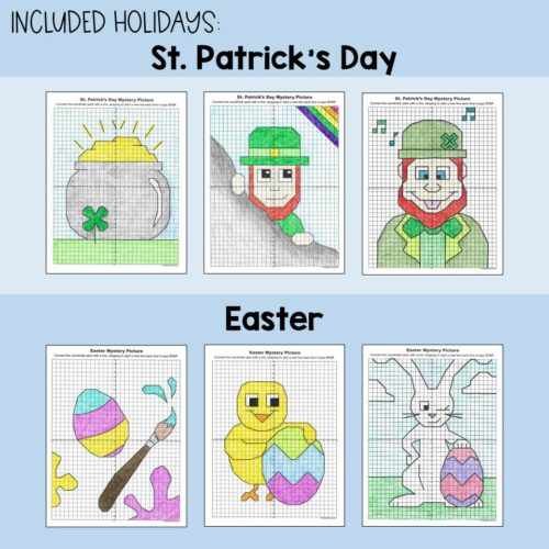 BIG BUNDLE of Holiday Coordinate Plane Graphing Pictures Four Quadrant ...