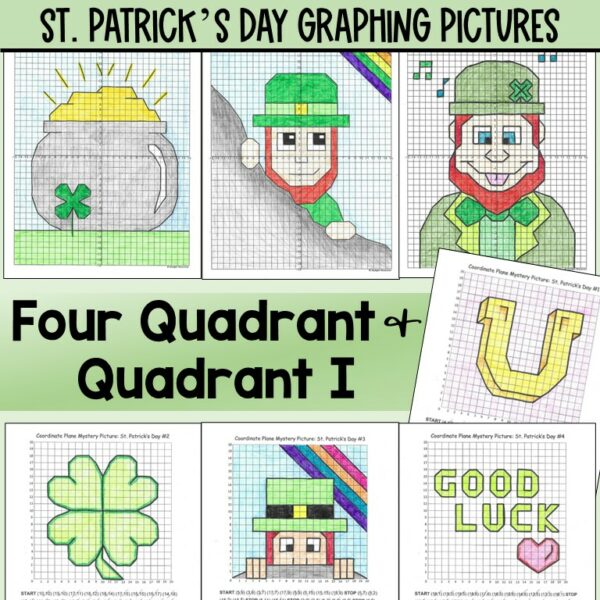 St. Patrick's Day Four Quadrant and Quadrant I Graphing Pictures BUNDLE ...