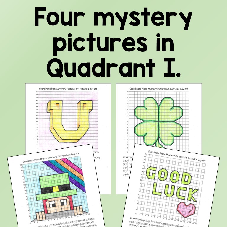 St. Patrick's Day Four Quadrant and Quadrant I Graphing Pictures BUNDLE ...