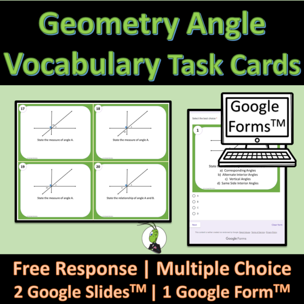 Angle Relationship Vocabulary and Measurement Geometry Task Cards ...