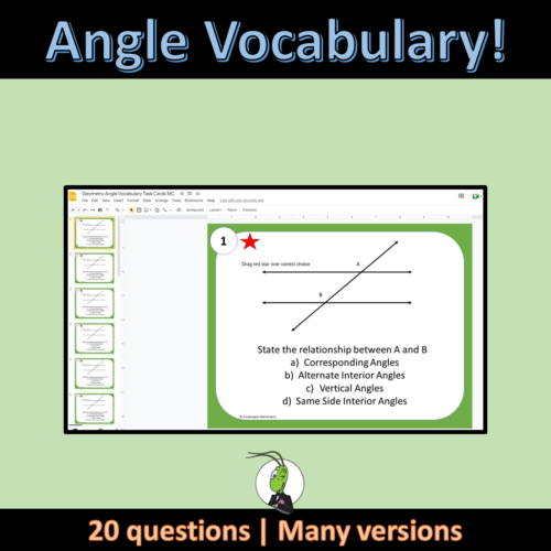 Angle Relationship Vocabulary and Measurement Geometry Task Cards ...