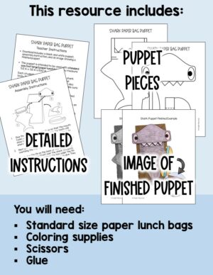 Summer Shark Paper Bag Puppet Craft Activity - Made By Teachers