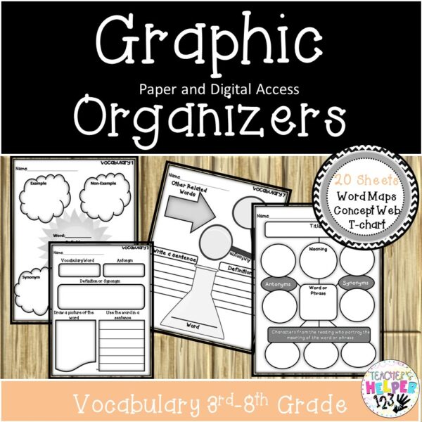 20 Vocabulary | Graphic Organizers | Grades 3rd-8th | & Digital Access ...