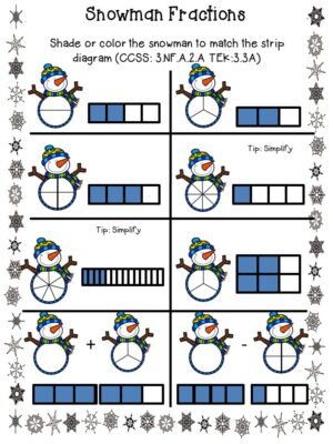 Fraction Winter Fun Worksheets | 3rd-4th Grade Fraction Skills | 6 ...
