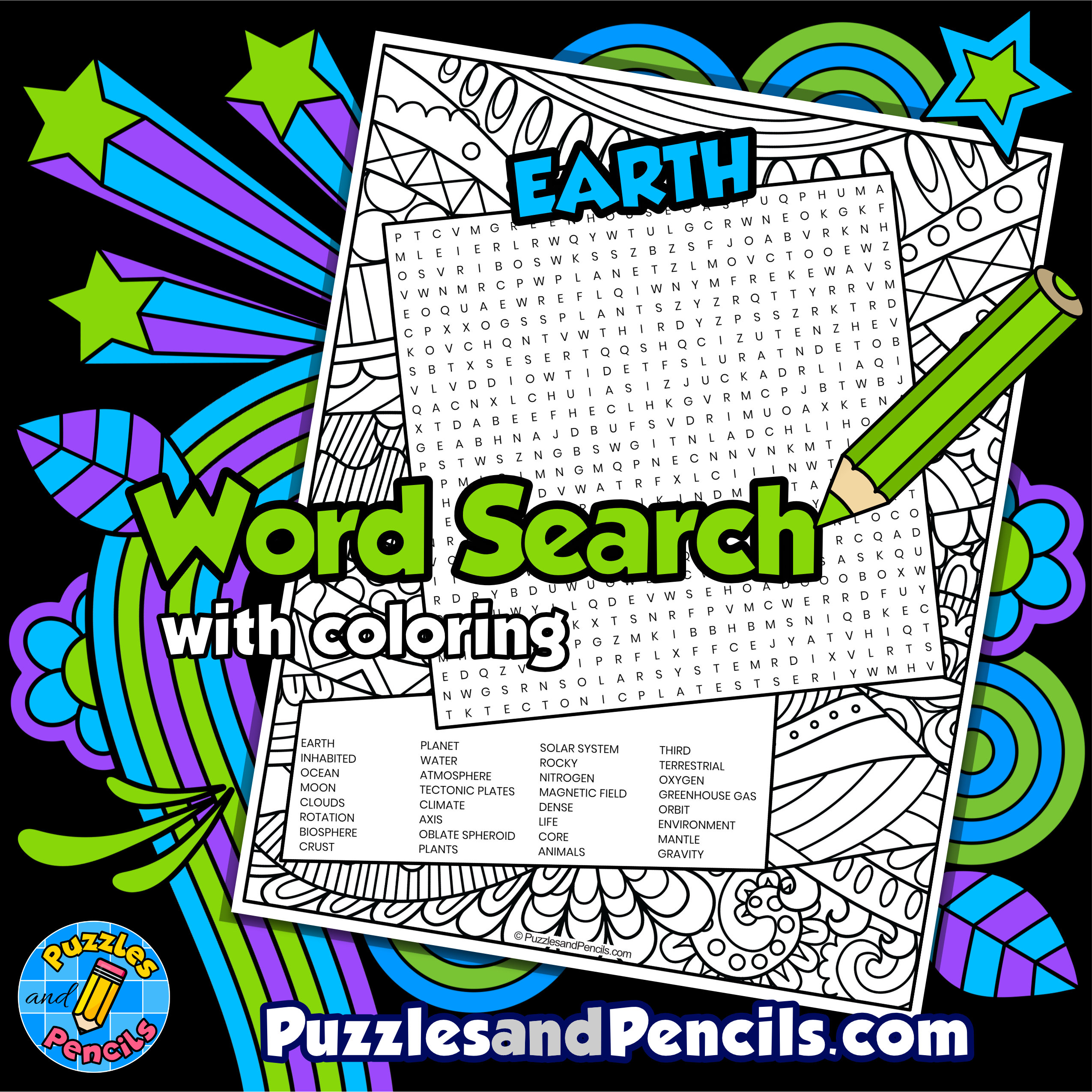 Recycling Word Search Puzzle with Coloring | Environmental Issues ...