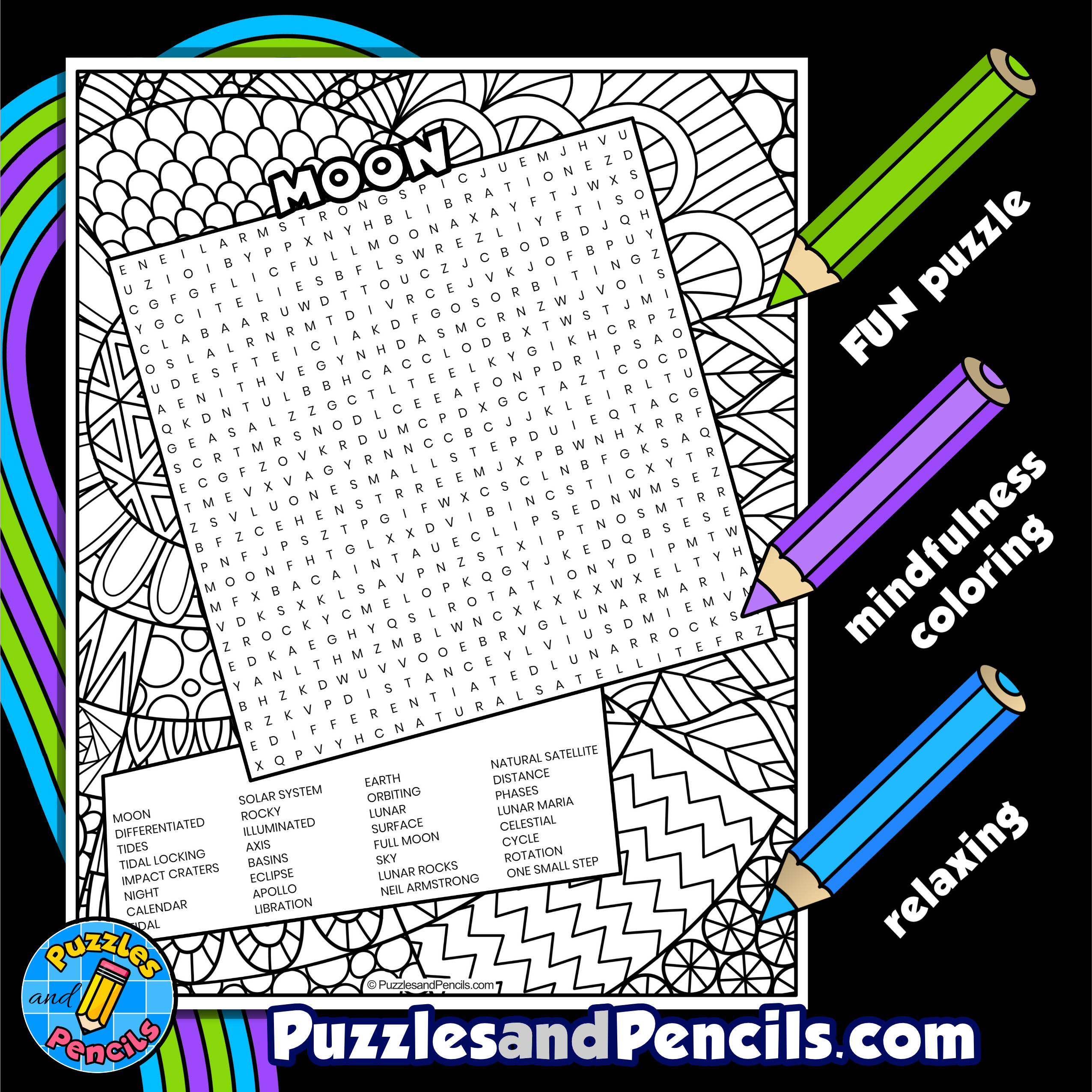 Moon Word Search Puzzle Activity Page | Solar System Wordsearch | Made ...