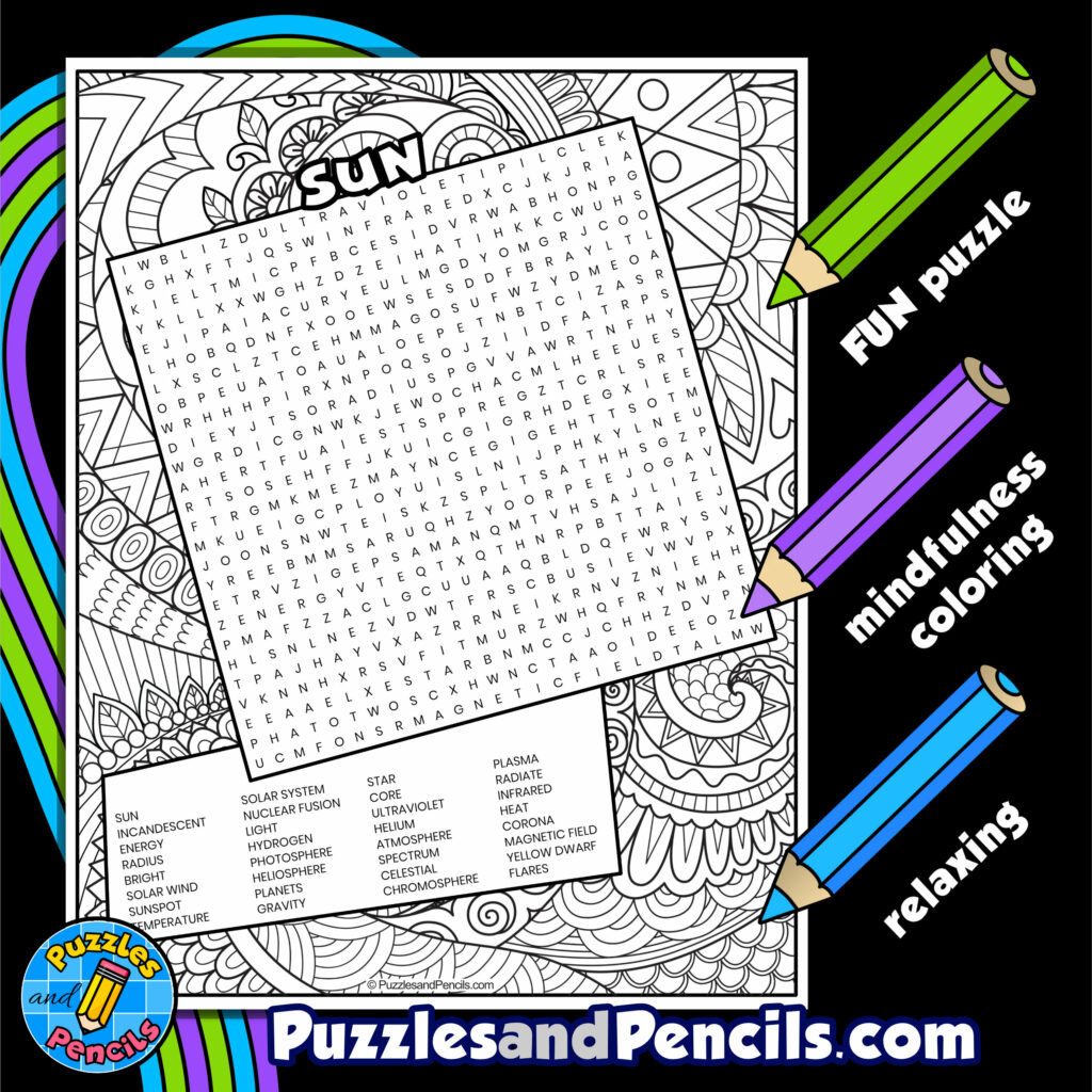 Sun Word Search Puzzle Activity Page | Solar System Wordsearch | Made ...