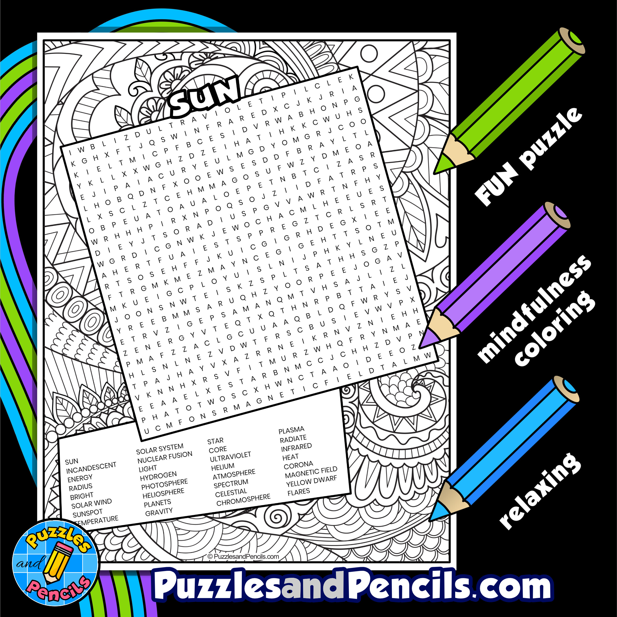 Sun Word Search Puzzle Activity Page | Solar System Wordsearch | Made ...