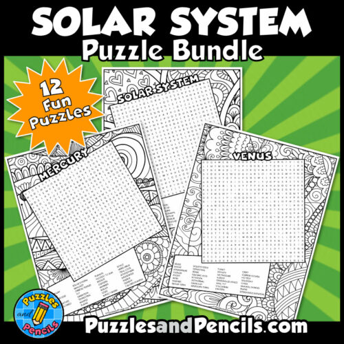 Solar System Word Search Puzzle Activity Page BUNDLE | 12 Wordsearch ...