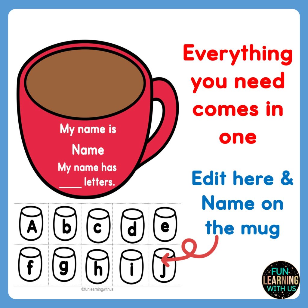 Hot Cocoa Name Crafts | Winter Editable Name Activity | Made By Teachers