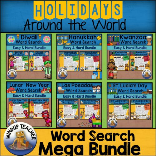 Holidays Around the World | BUNDLE of Elementary Word Searches | Made ...