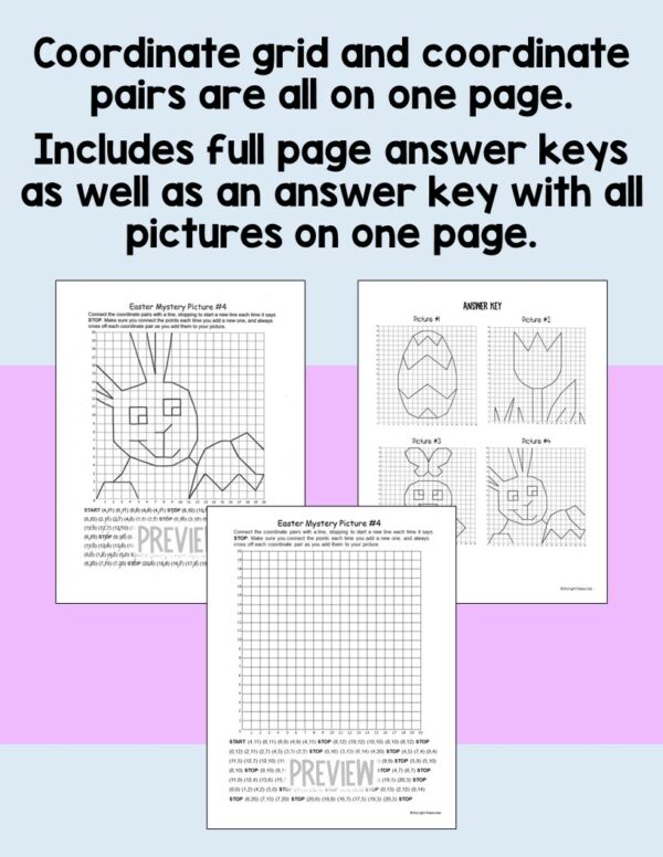 Easter Coordinate Plane Mystery Pictures in Quadrant I | Made By Teachers