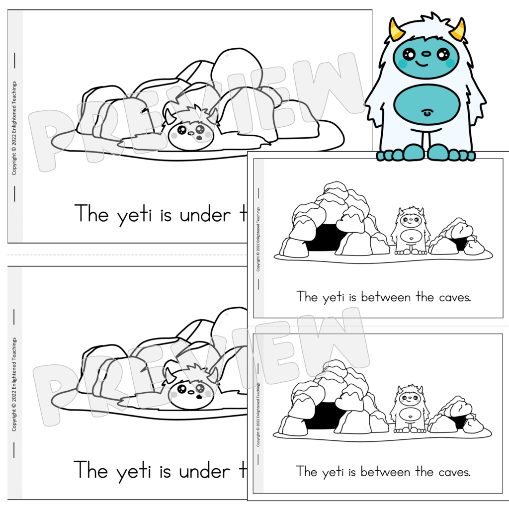Winter Prepositions Emergent Reader Reference Guide Yeti and Cave ...