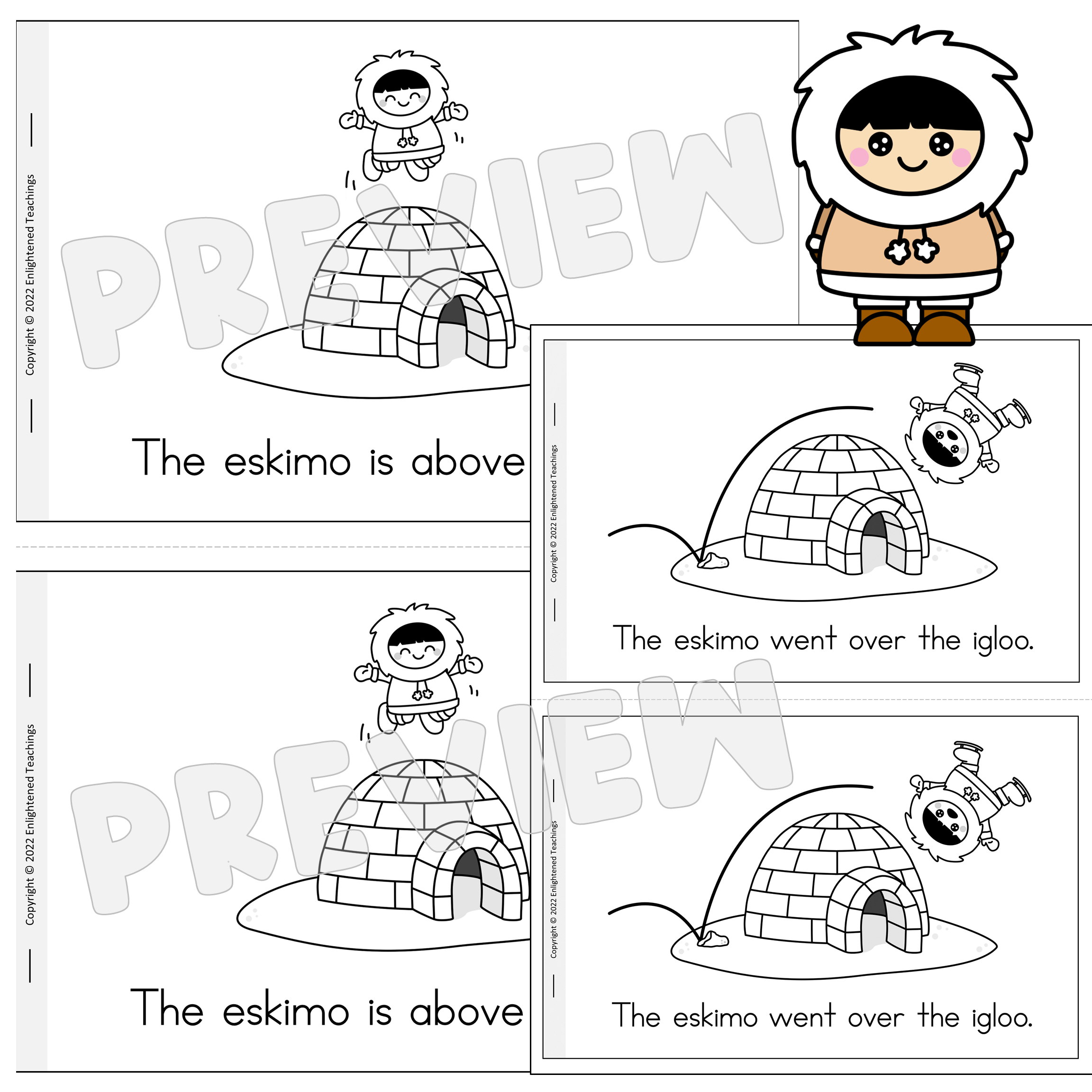 Winter Prepositions Emergent Reader Reference Guide Eskimo and Igloo ...