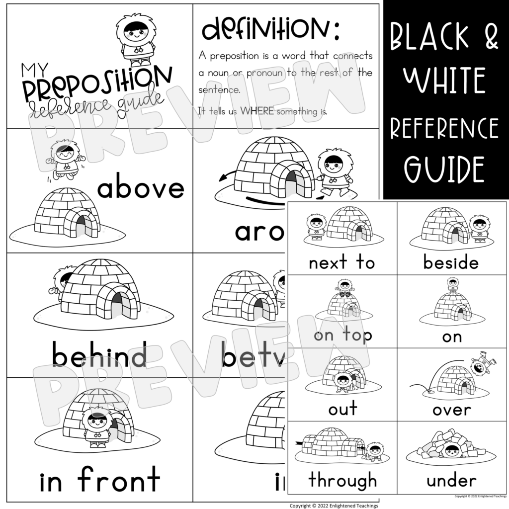 Winter Prepositions Emergent Reader Reference Guide Eskimo and Igloo ...