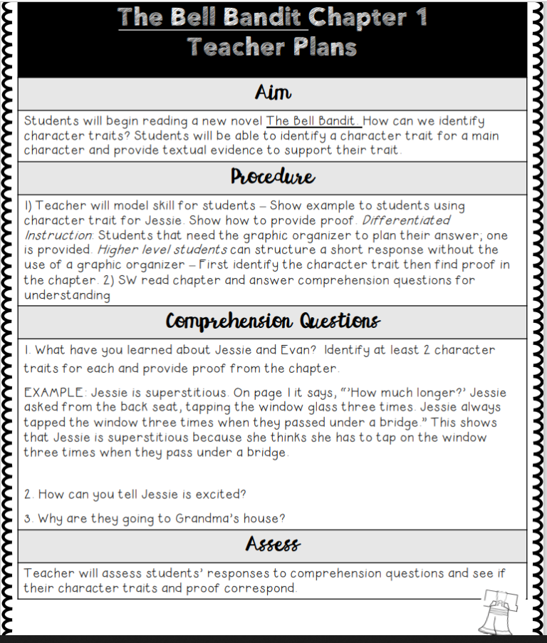 The Bell Bandit Novel Study Comprehension Questions Skill Based Lessons ...