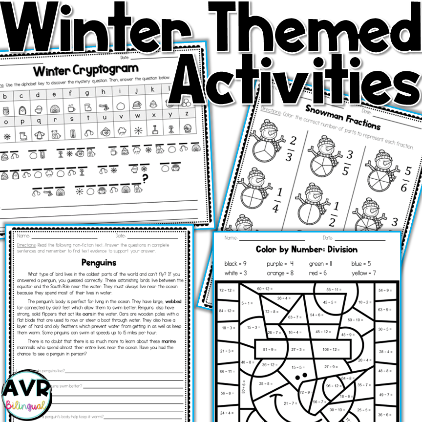 Emergency Sub Plans | Winter Theme | No Prep | Substitute Plans ...