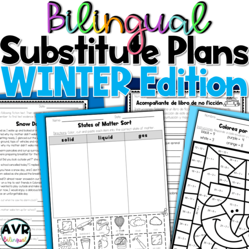 Winter Emergency Sub Plans | Bilingual Bundle | 3rd Grade | Spanish ...