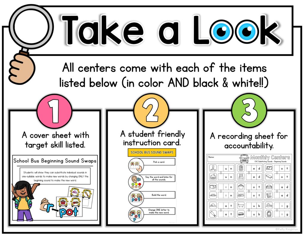 Phoneme Substitution l August Back-to-School Literacy Centers l CVC ...